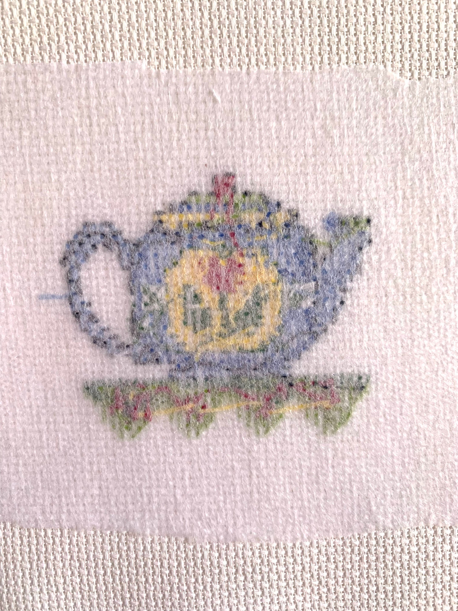 Mini Cross Stitch Tea Kettle Coffee Pot Completed Finished for Crafts ...