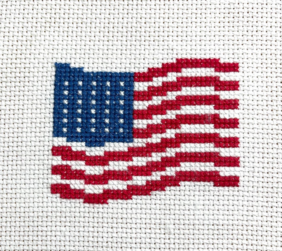 Mini Cross Stitch American Flag Completed Finished for Crafts DIY Cafe ...