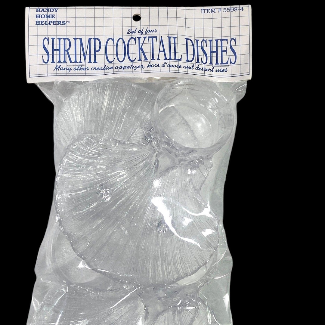 12 Vintage Shrimp Cocktail Plastic Clam Shell Dishes Clear Footed NOS ...