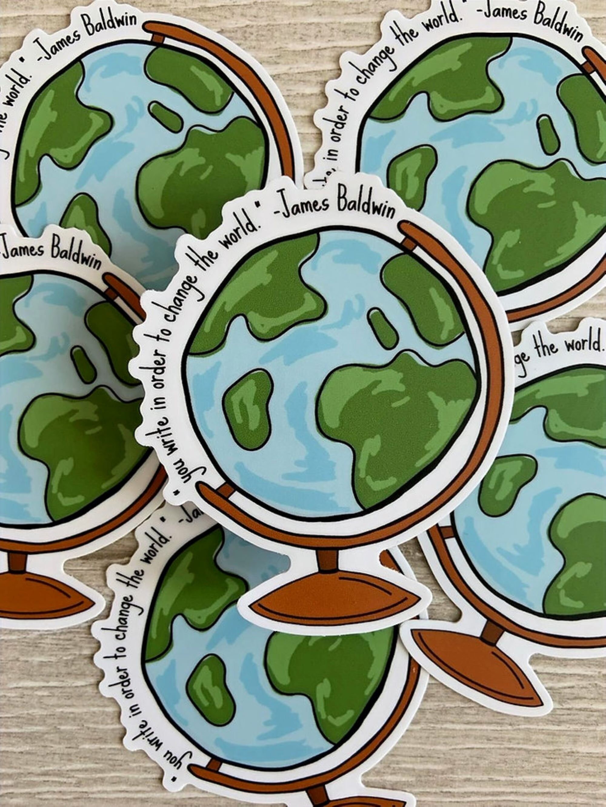 Write to Change the World Sticker | James Baldwin Sticker | Globe ...