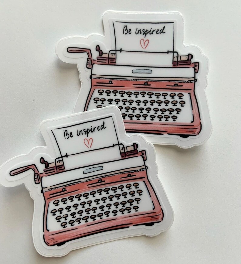 Vintage Typewriter Sticker: Inspiring Writer, Clear Vinyl Die Cut - Etsy