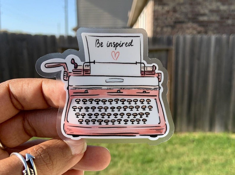 Vintage Typewriter Sticker: Inspiring Writer, Clear Vinyl Die Cut - Etsy