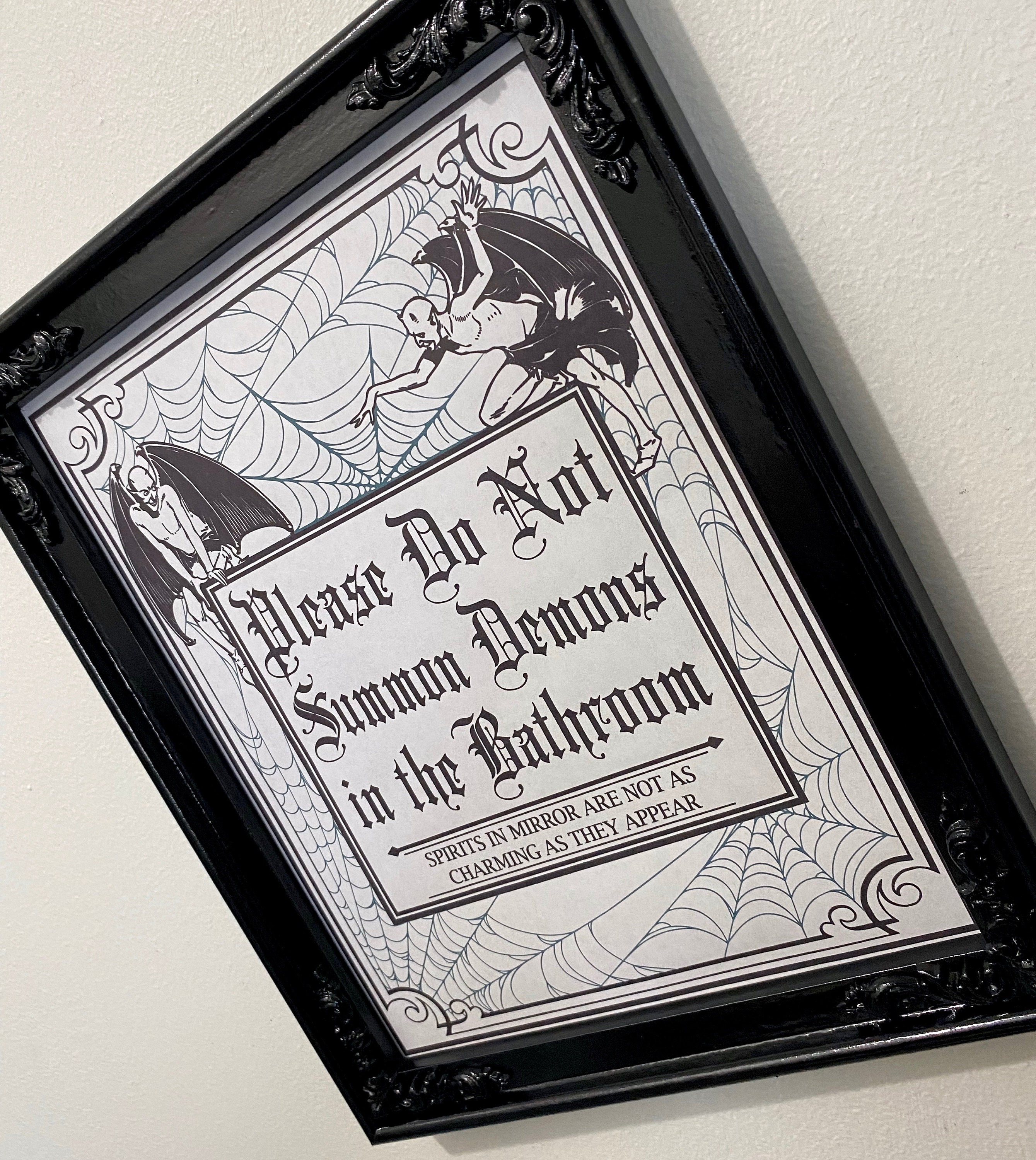 Please Do Not Summon Demons in the Bathroom, Printable Art, Gothic Wall ...