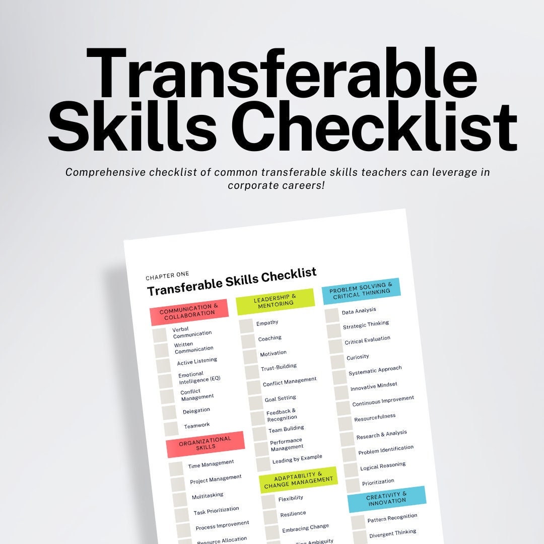 Transferable Skills Checklist - Etsy Transferable Skills Checklist - Etsy