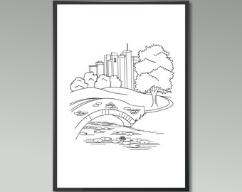 Cityscape Line Drawing - Etsy