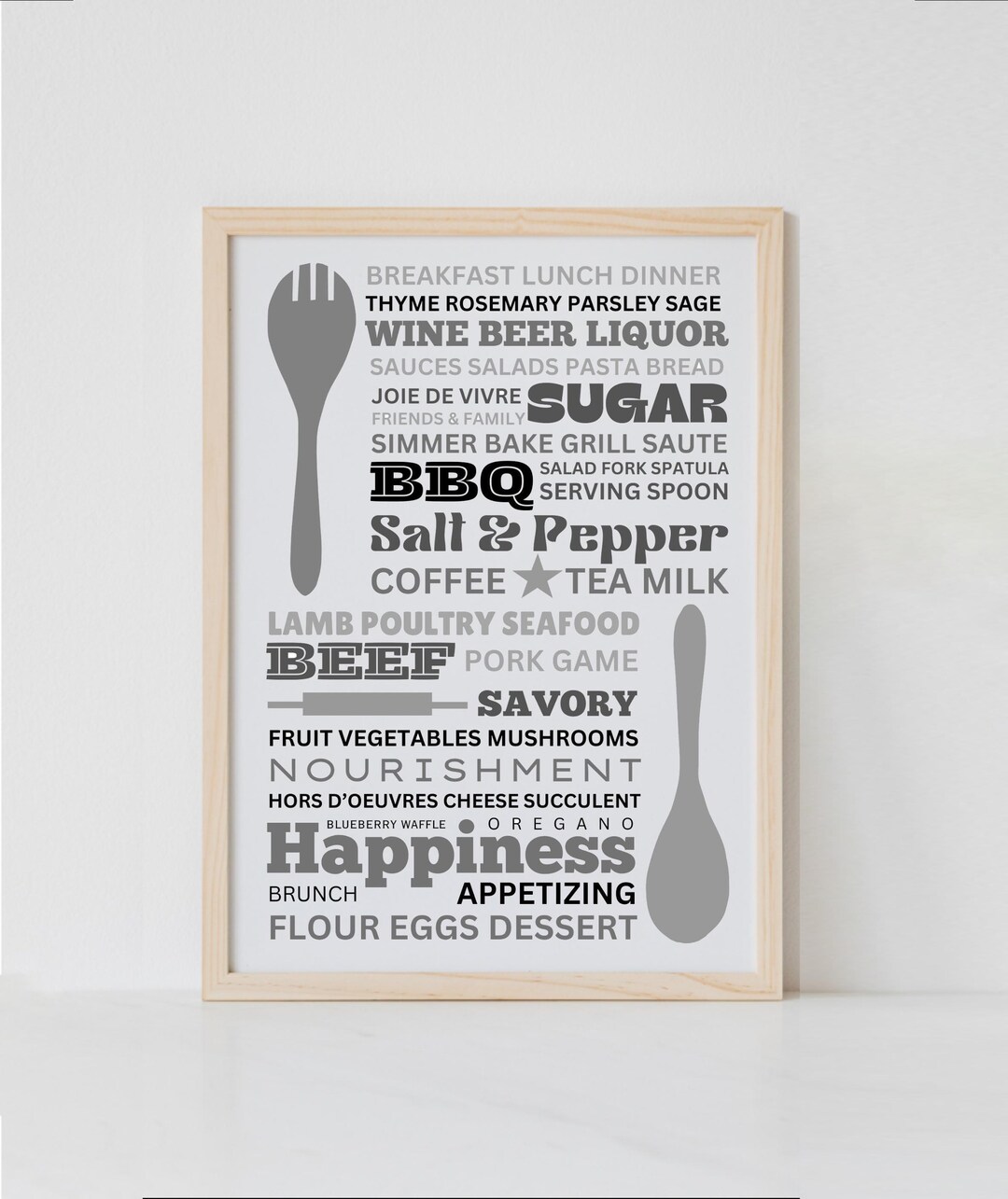 5X7 Kitchen Word Art Print, Kitchen Word Art Poster, Birthday Gift ...