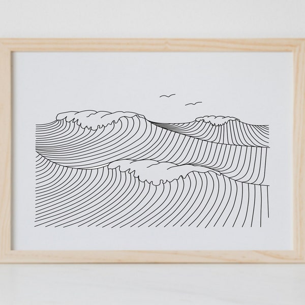 Wave Line Drawing - Etsy
