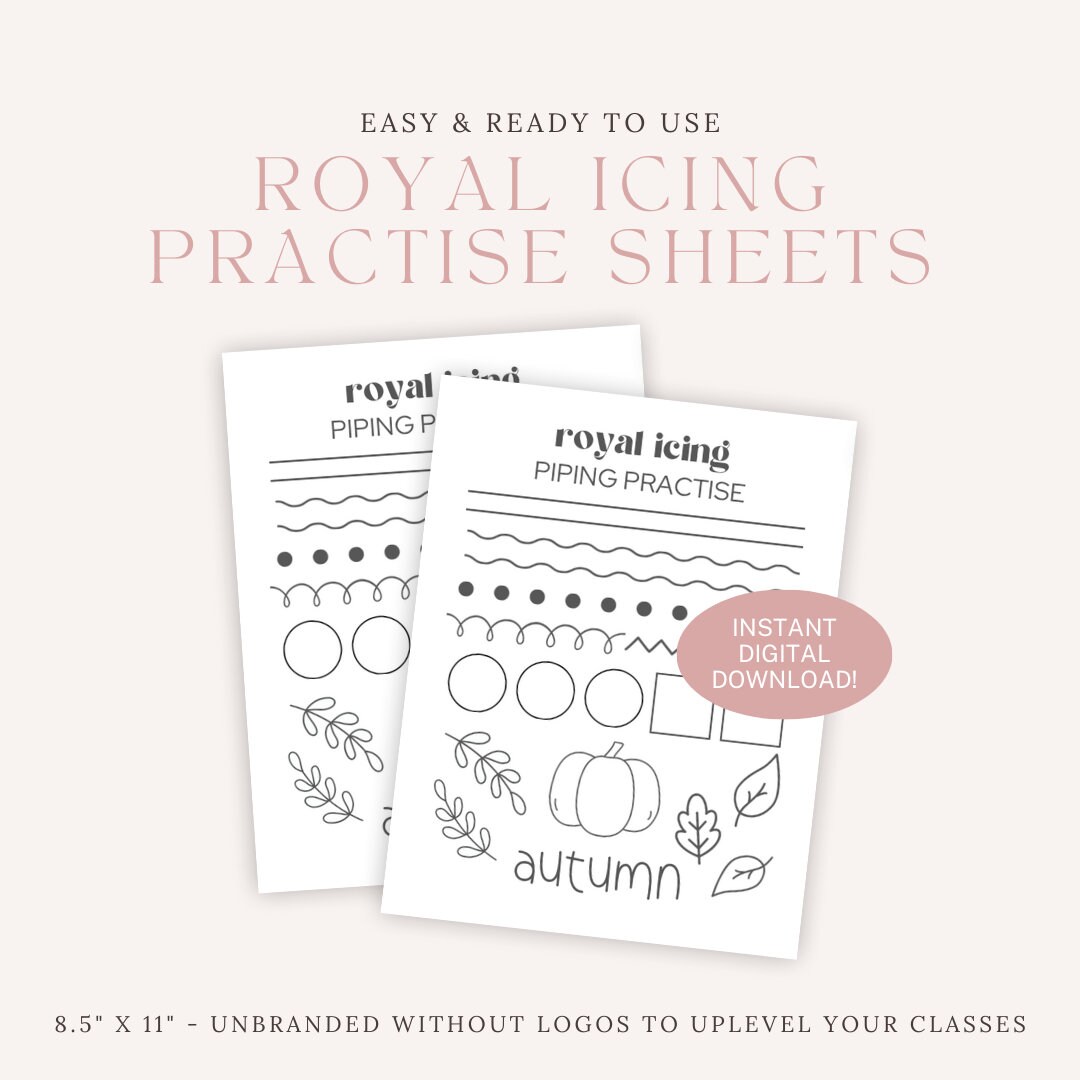 Printable, Royal Icing Practise Sheet, Cookie Workshop Materials ...