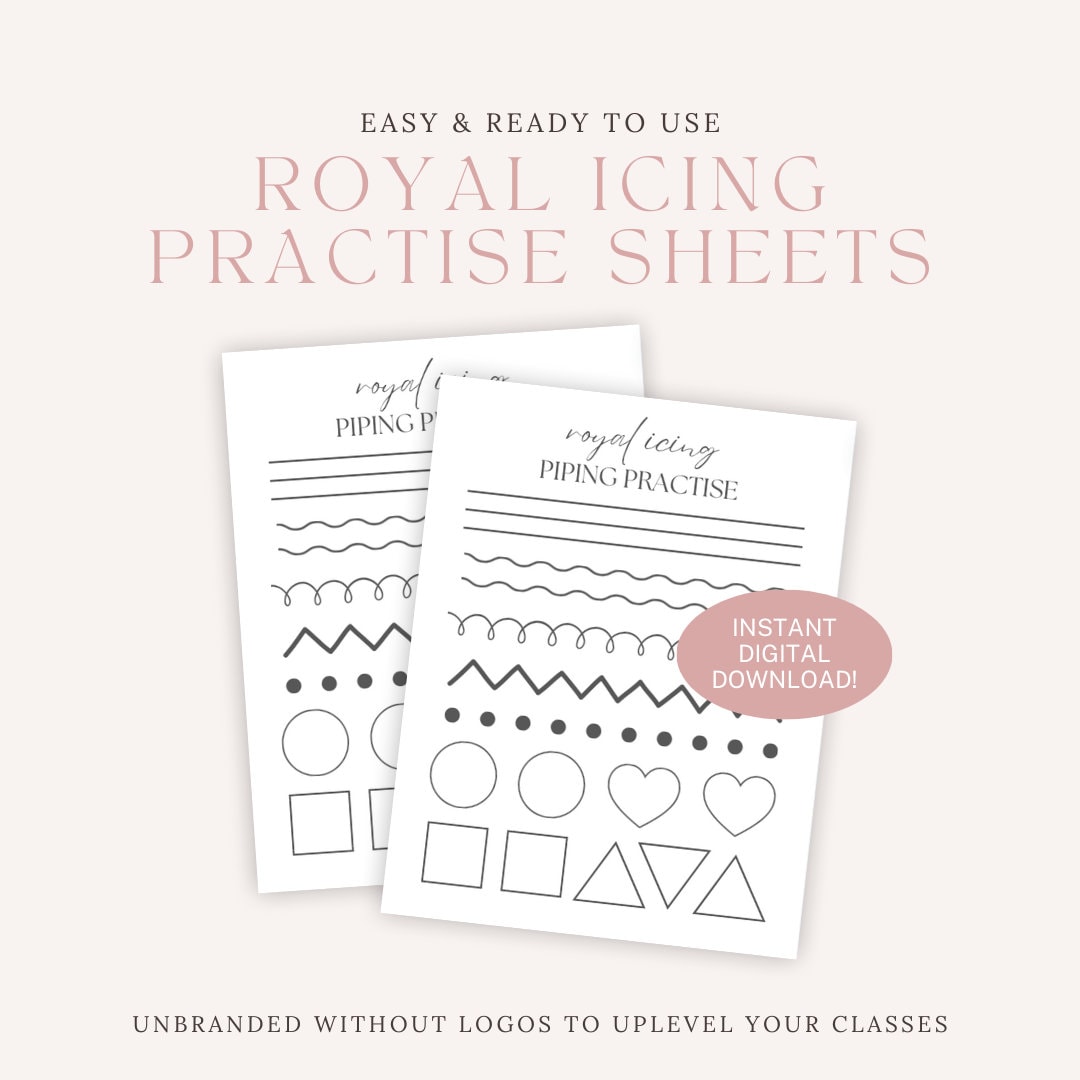 Printable, Royal Icing Practise Sheet, Cookie Workshop Materials ...
