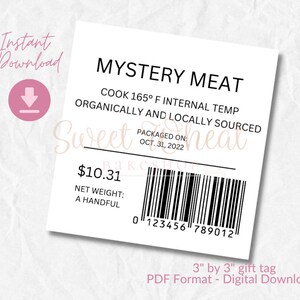 Instant Download, Mystery Meat, Printable 3 Square Tag, Halloween Treat ...