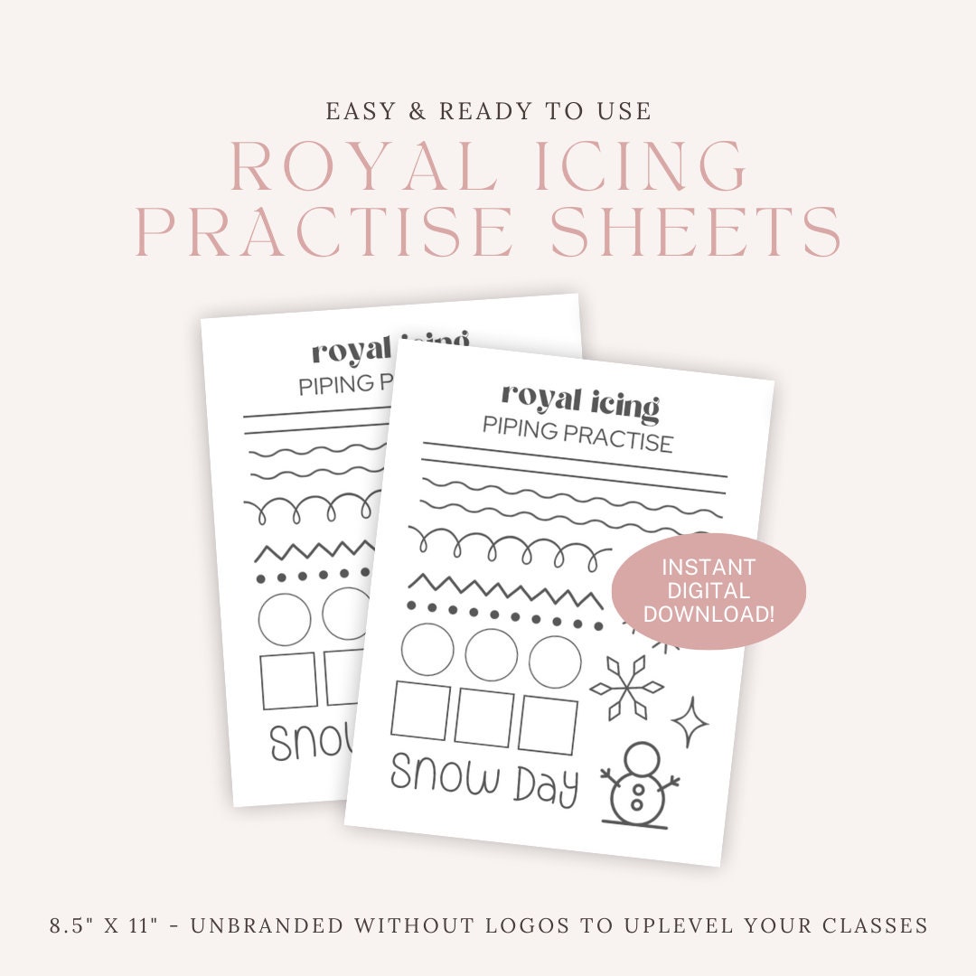Printable, Royal Icing Practise Sheet, Cookie Workshop Materials ...