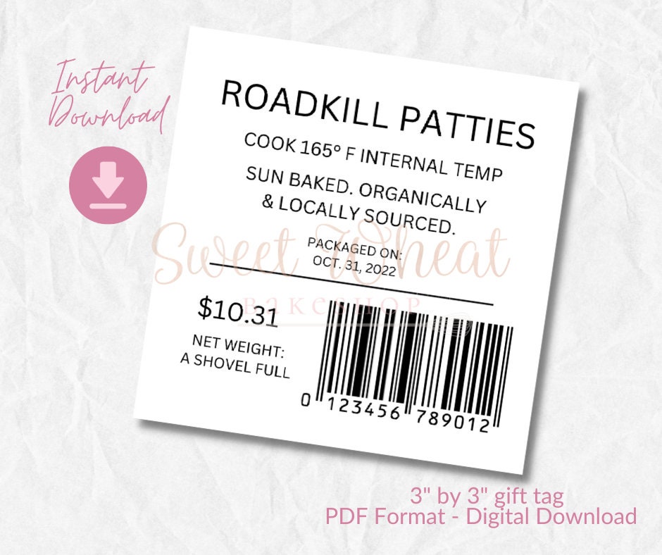 Instant Download Roadkill Sticker Printable 3 Square - Etsy