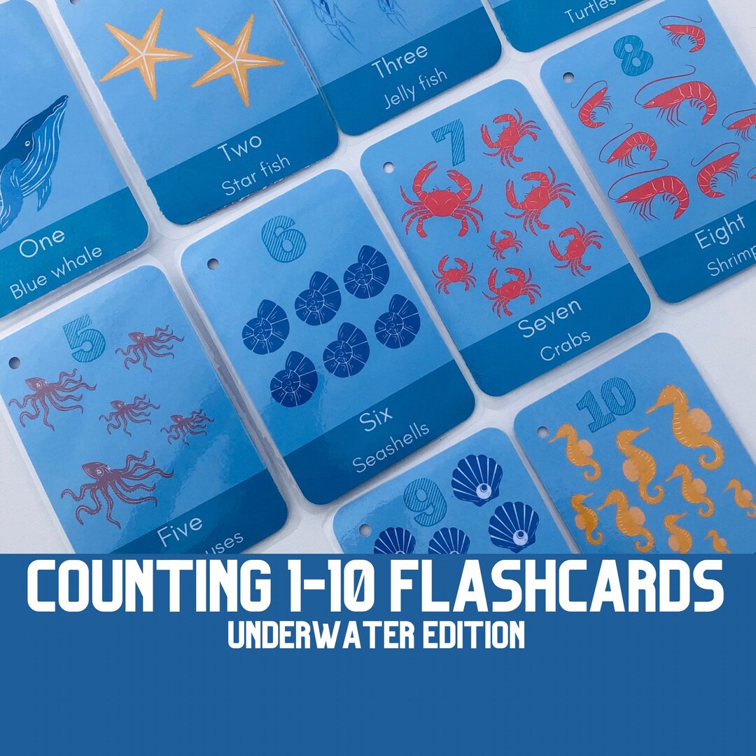 Counting Flashcards, Underwater Edition, Toddler Gift, Homeschool ...