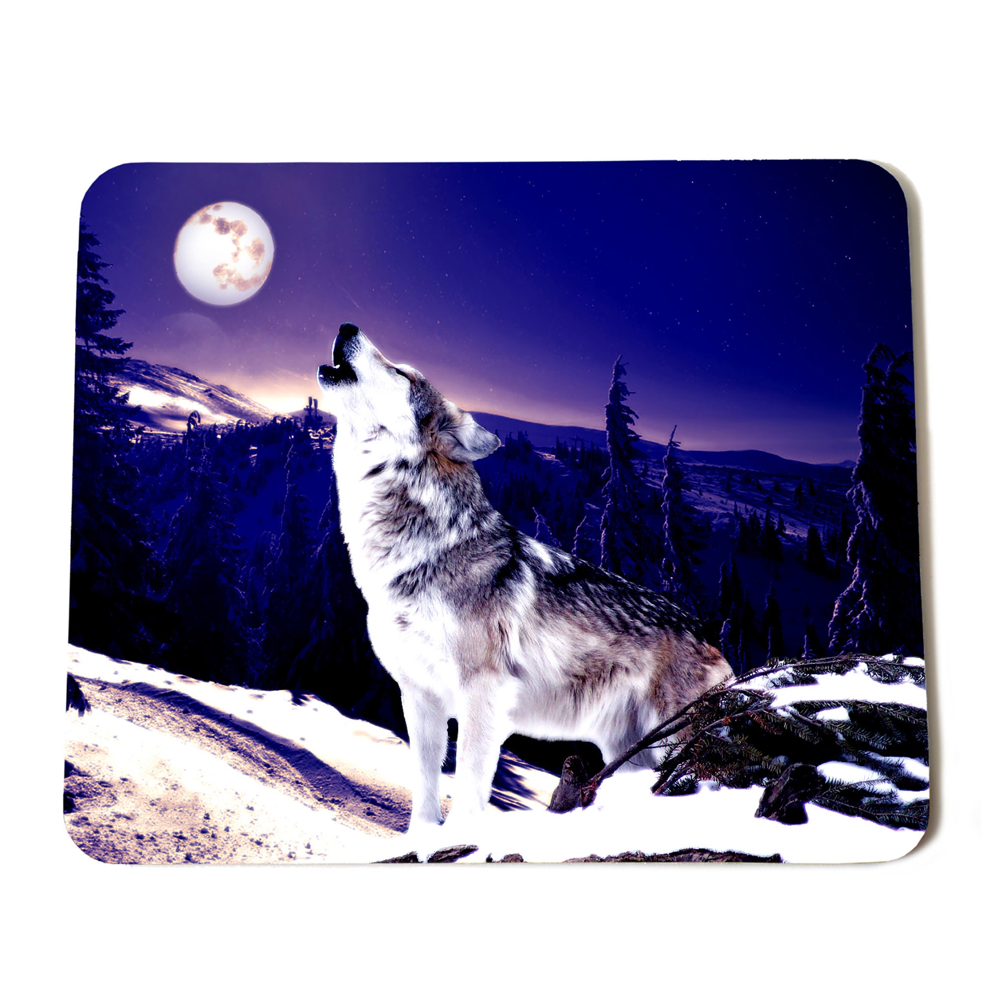 Wolf Mouse Pad, Vivid Brilliant Design, Non-slip Rubber Base for Home ...