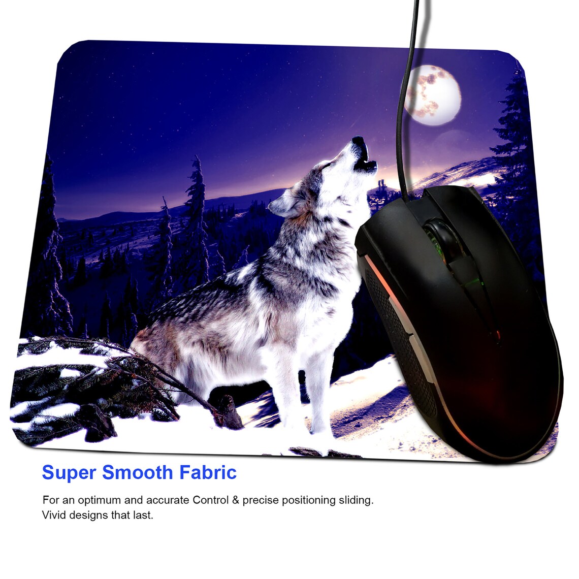 Wolf Mouse Pad, Vivid Brilliant Design, Non-slip Rubber Base for Home ...