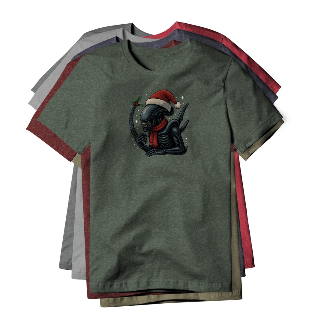 Xenomorph (christmas Edition) : Alien Movie, Cotton/poly Blend Tee - Etsy