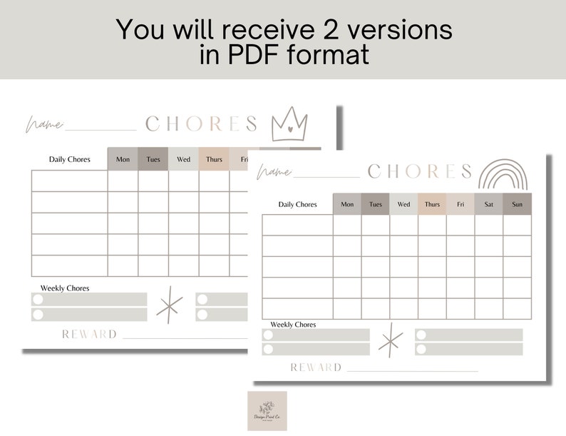 Chore Chart, Chore Chart for Kids, Printable Chore Chart, Family Chore ...