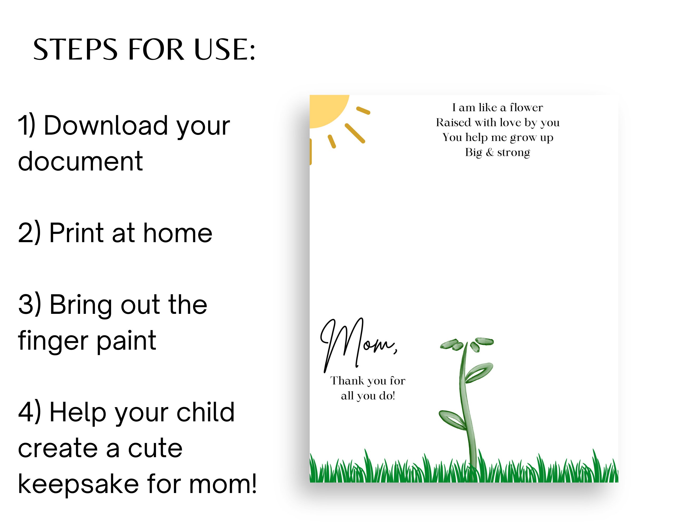 Handprint Art | Mother's Day Printable | Fingerprint Craft | | DIY ...