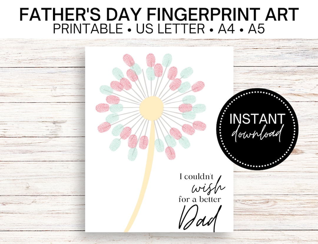 Dandelion Fingerprint Craft | Father's Day Printable | DIY Fathers Day ...