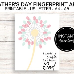 Dandelion Fingerprint Craft | Father's Day Printable | DIY Fathers Day ...