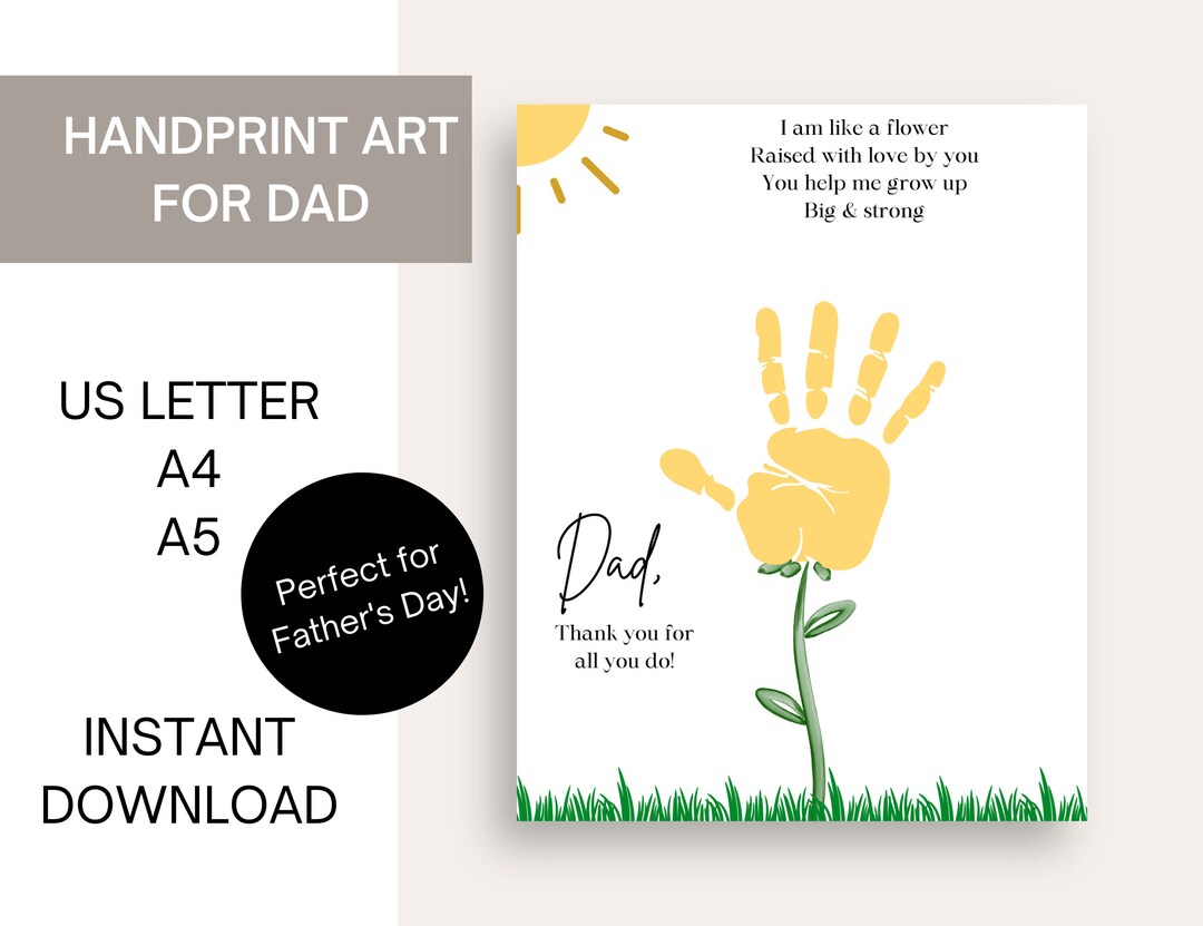 Personalized Father's Day Handprint Art: DIY Printable Card for Baby ...