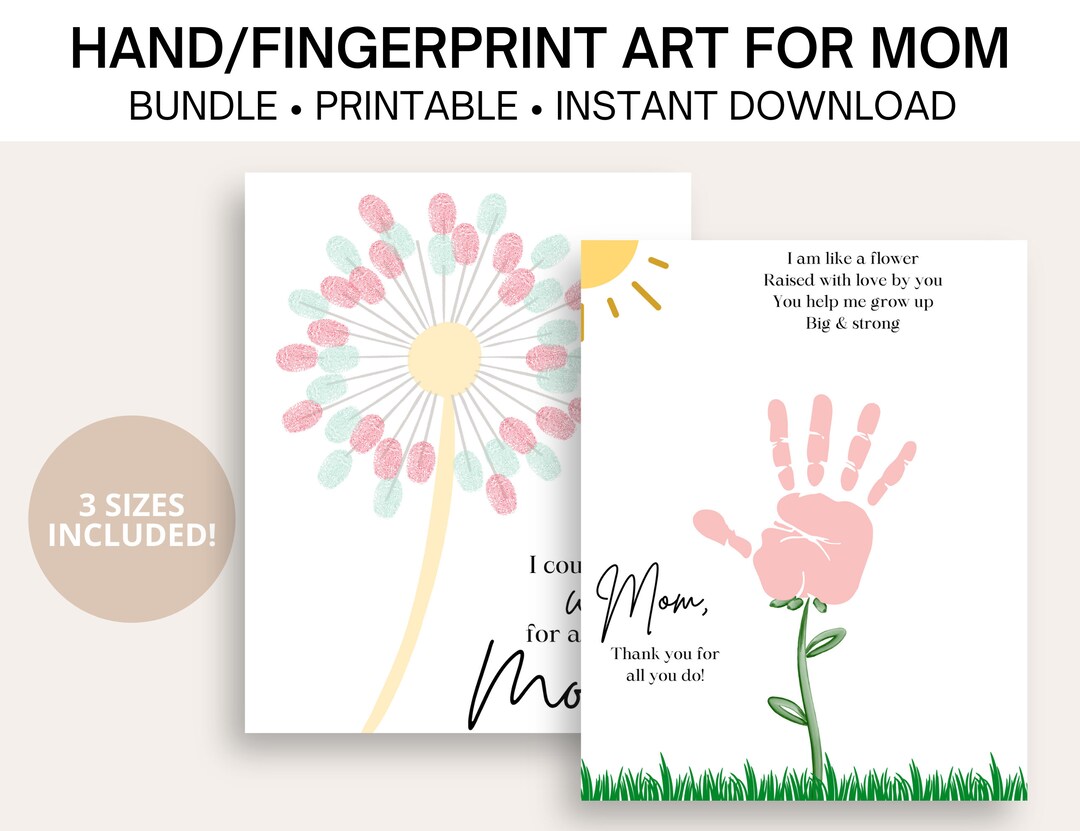 Fingerprint Art | Printable for Mom | Gift for Mom | Fingerprint Craft ...