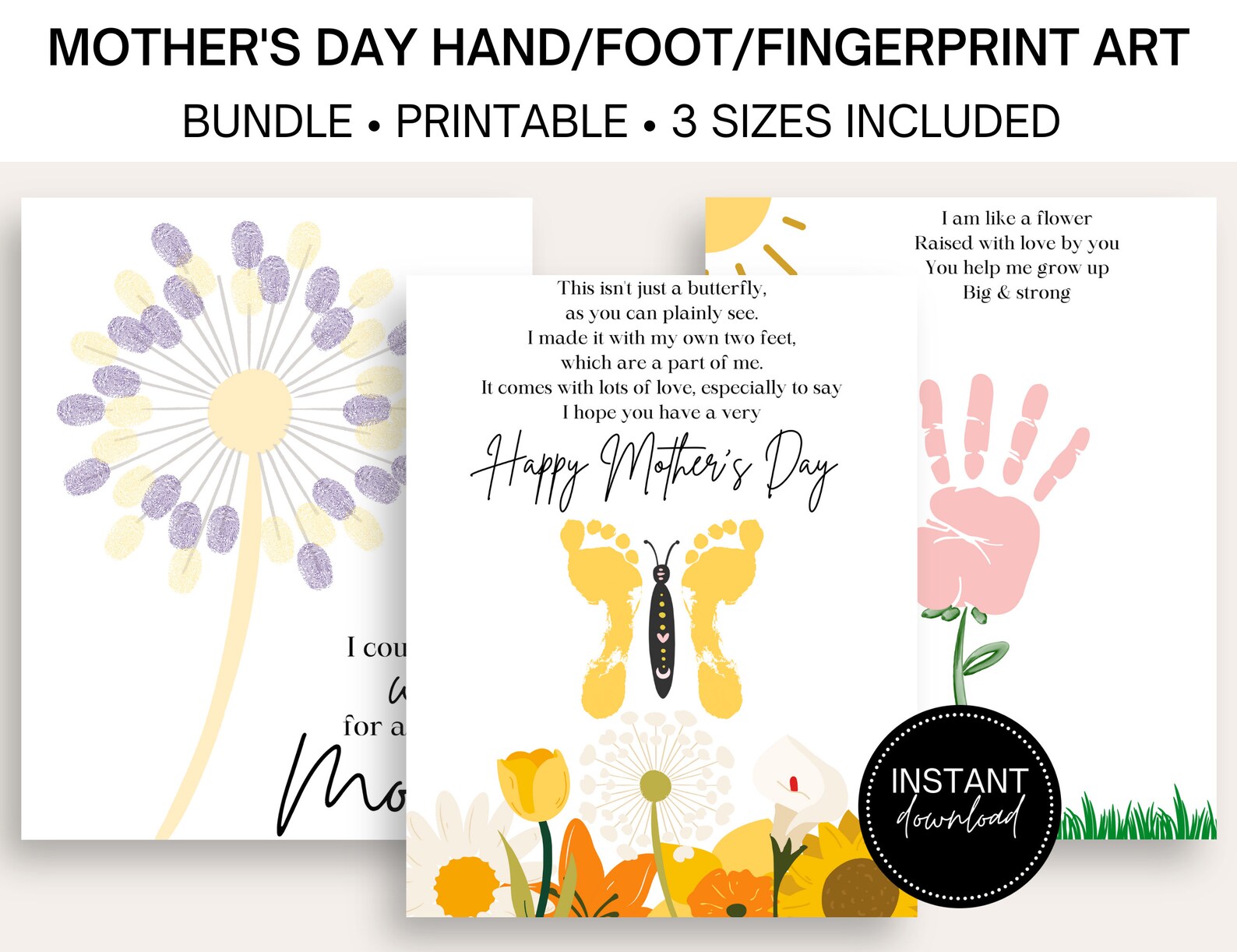 Handprint Art | Mother's Day Printable | Fingerprint Craft | | DIY ...