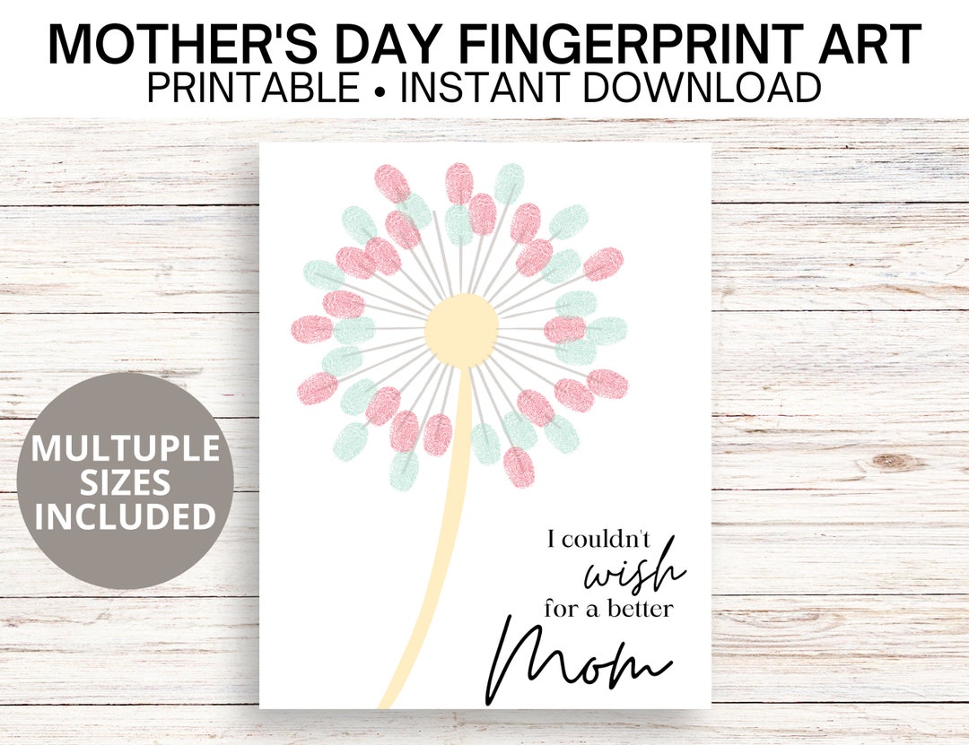 Dandelion Fingerprint Craft | Mother's Day Printable | Mothers Day Gift ...