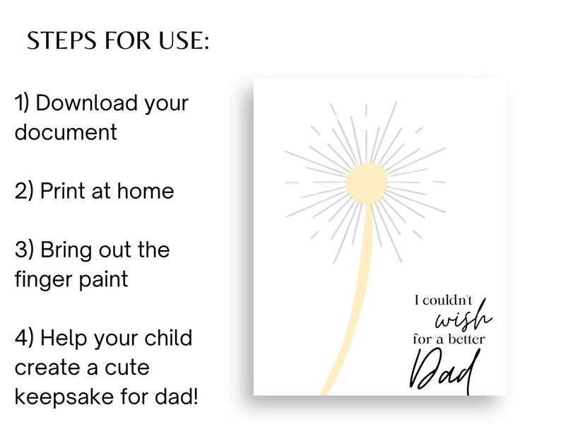 Dandelion Fingerprint Craft | Father's Day Printable | DIY Fathers Day ...