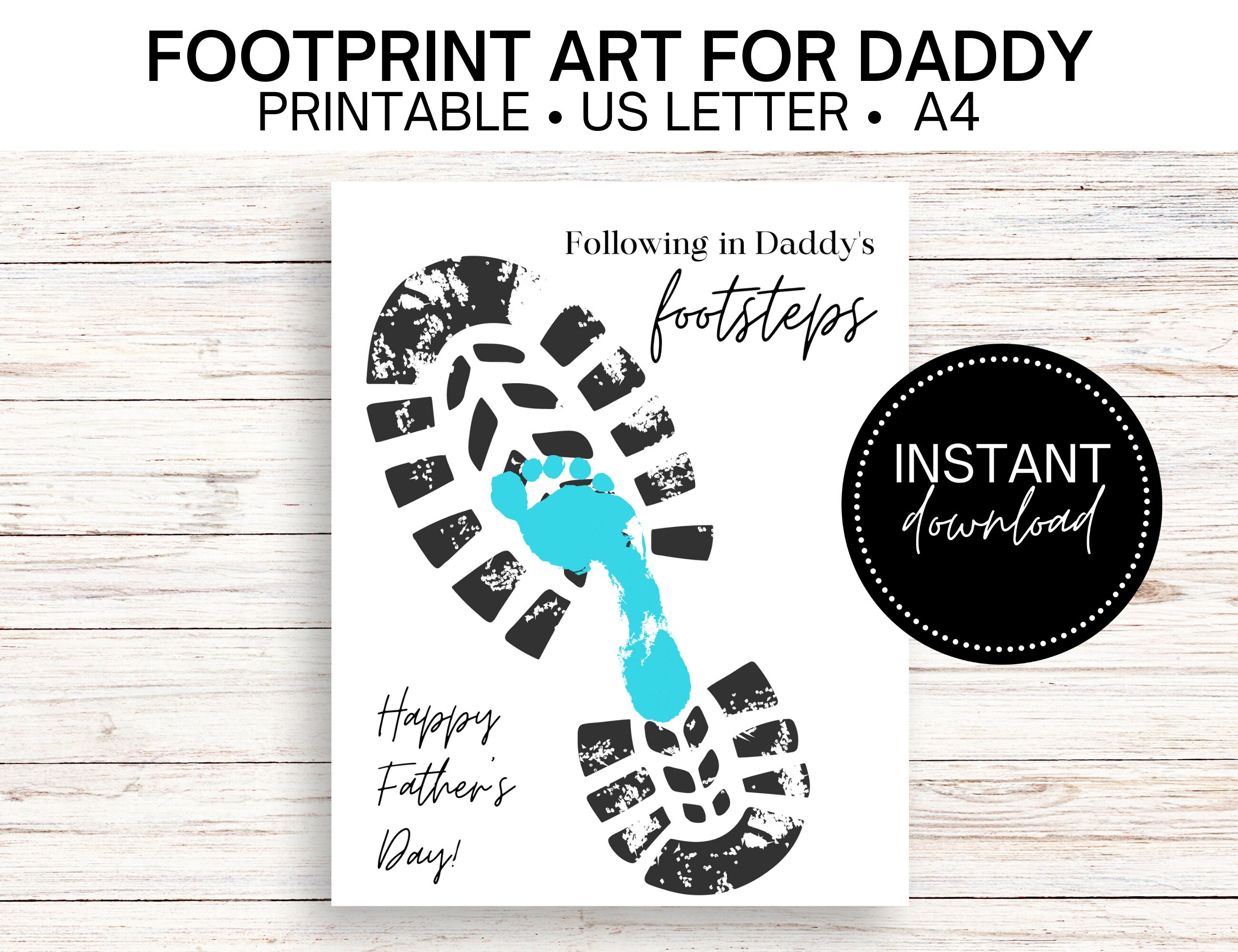 Father's Day DIY Footprint Craft Printable Card - Personalized Gift ...