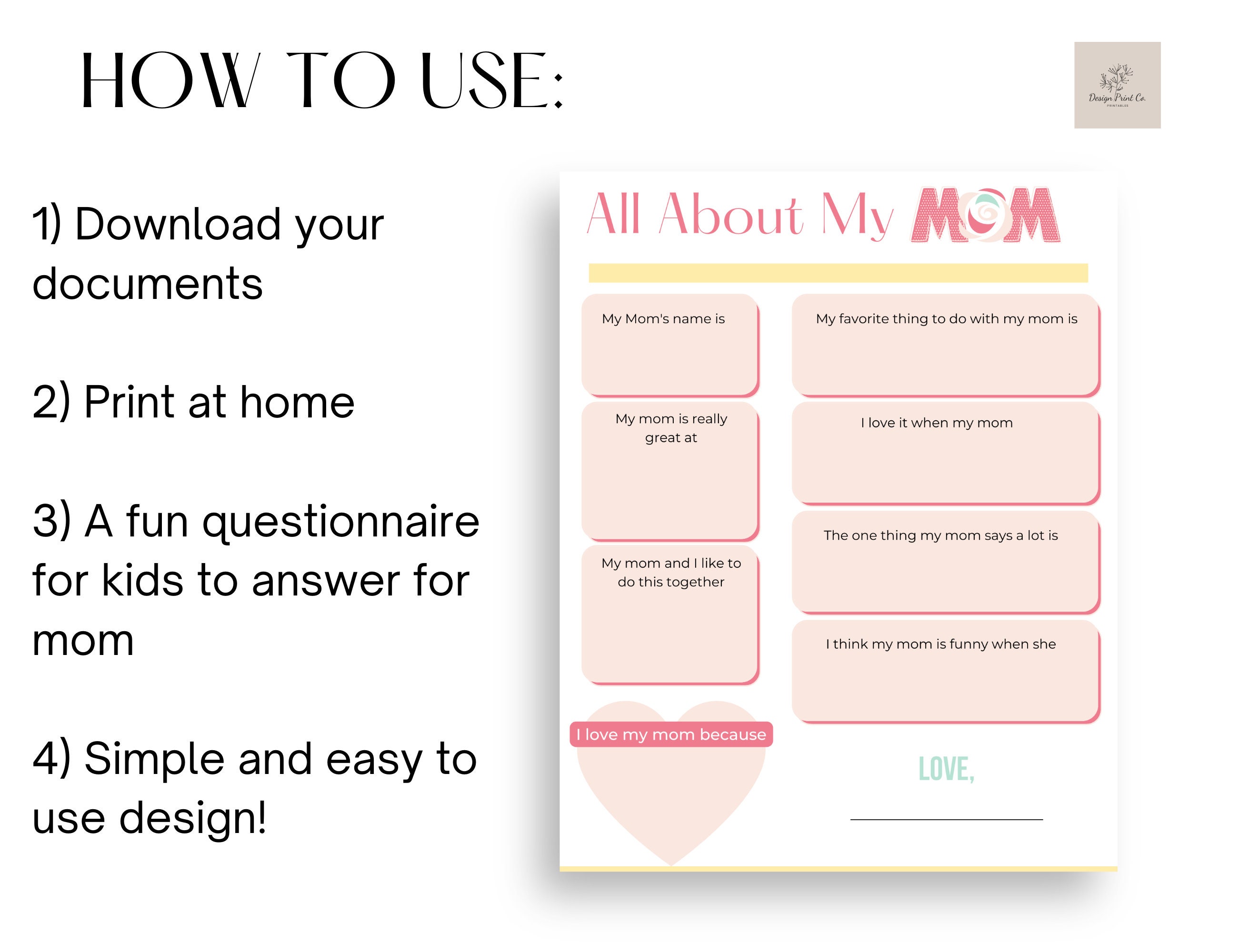 Printable for Mom Gift for Mom Fun Facts About Mom Fill in the Blank ...