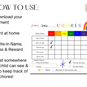 Rainbow Editable Kids Daily Responsibility Checklist: Printable Chore ...