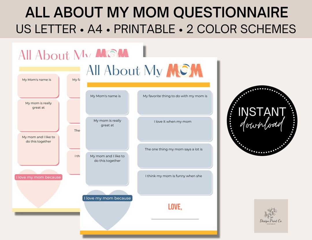 All About My Mom Questionnaire | Fill in the Blank | All About Mom ...
