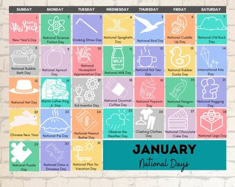 January Fun Calendar - Etsy