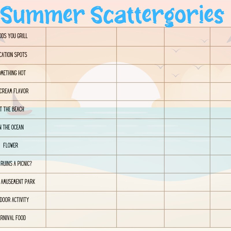 Bridal Scattergories - Etsy