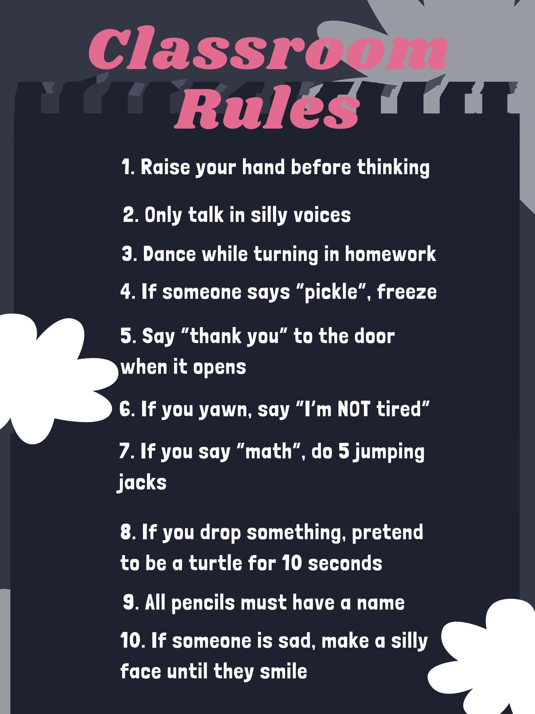 Totally Real (not Fake at All) Classroom Rules - Funny Poster for ...