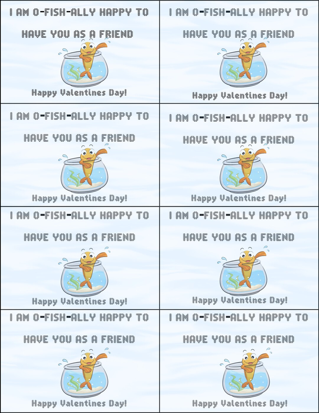 PRINTABLE VALENTINES DAY Goldfish Card School Class Gift Child - Etsy