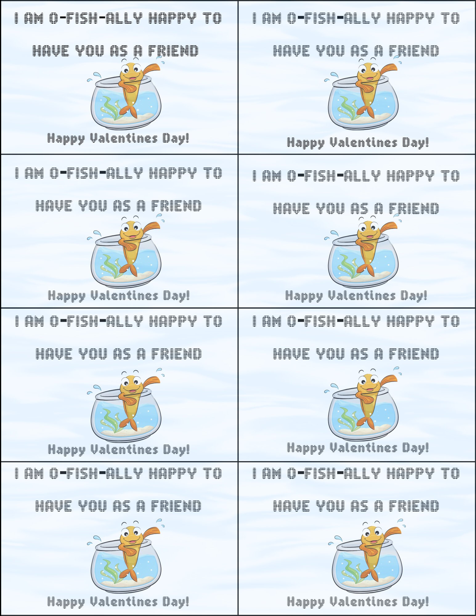 PRINTABLE VALENTINES DAY Goldfish Card School Class Gift Child - Etsy