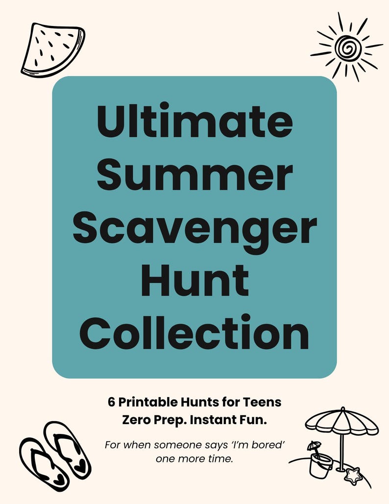 Teen Scavenger Hunt Printable | Summer Activity for Teens | No Prep ...