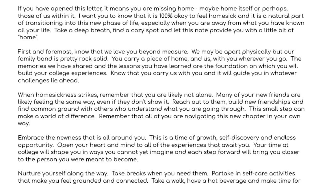 OPEN WHEN LETTERS Pre-written Customizable College Freshman High School ...