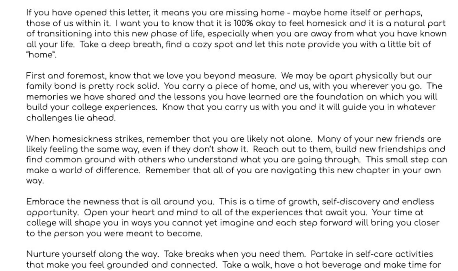 OPEN WHEN LETTERS Pre-written Customizable College Freshman High School ...