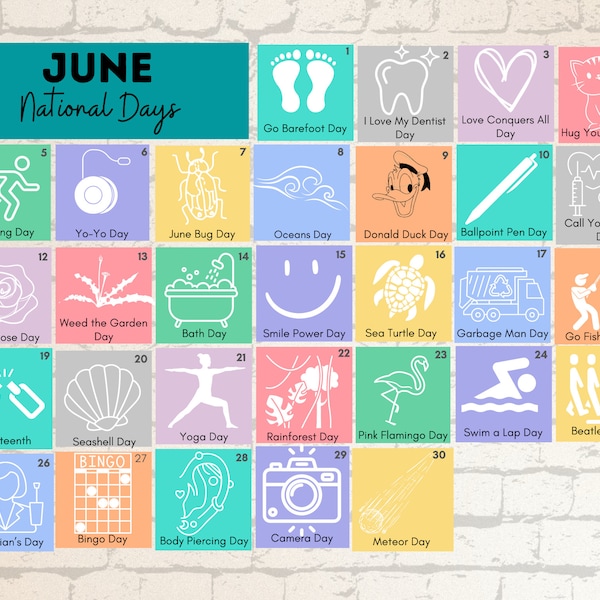 June Calendar - Etsy