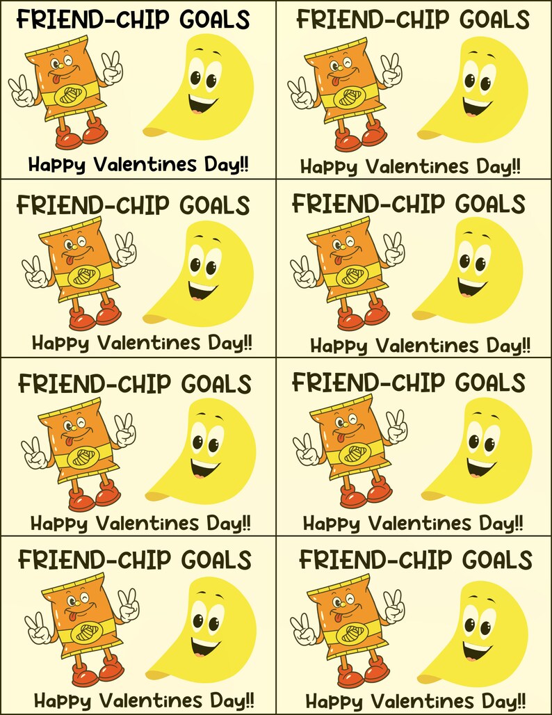 PRINTABLE VALENTINES DAY Potato Chips Card School Class Gift Child - Etsy