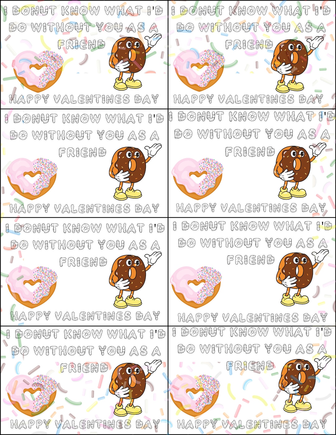 PRINTABLE VALENTINES DAY Donut Card School Class Gift Child - Etsy