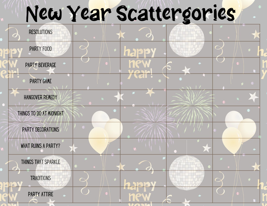 PRINTABLE SCATTERGORIES Game News Years Themed - Etsy