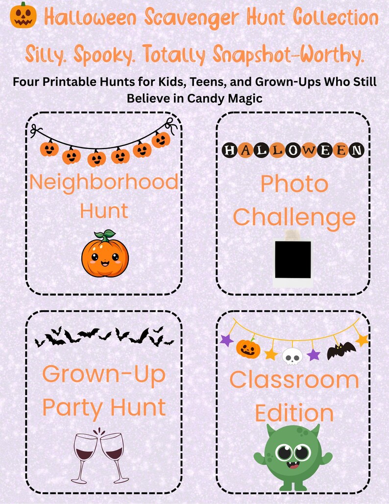 Halloween Scavenger Hunt Printable Pack – 4 Games for Kids, Teens ...