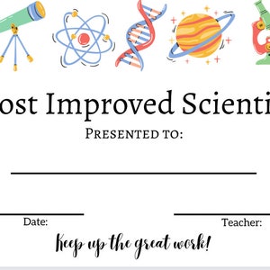Science Student of the Month Digital Download Student Certificate Most ...