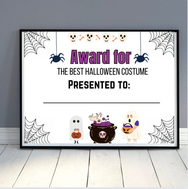 Best Halloween Custom Certificate Award for Halloween Digital ...