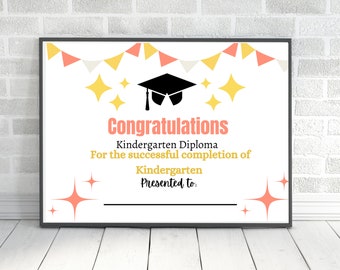 Kindergarten Oh the Places You Will Go Graduation Certificate, Digital ...