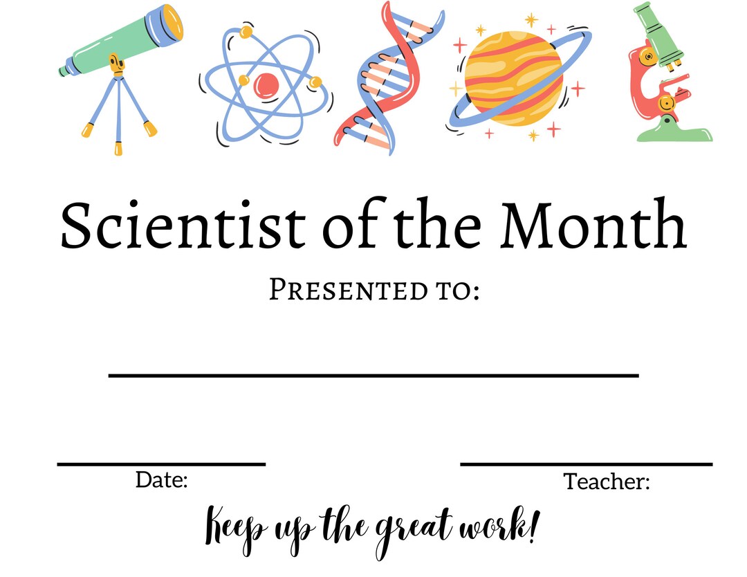 Science Student of the Month Digital Download Student Certificate Most ...